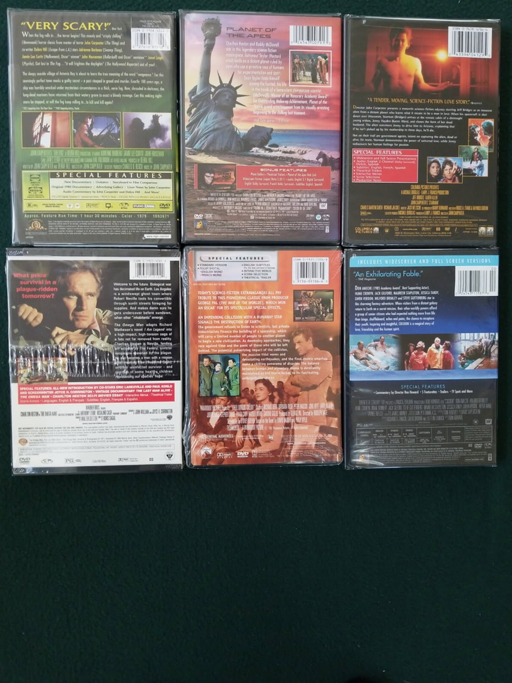 6 Sealed Sci-Fi DVDs: The Fog, Planet of The Apes, The Omega Man, When ...