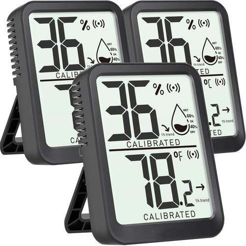 3 Pack Room Thermometer Indoor Hygrometer for Home, Digital Sensor Mini ...