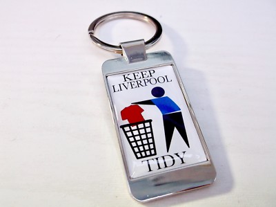 EVERTON SUPPORTERS KEEP YOUR AREA TIDY BADGE KEYRING KEY FOB CHAIN GIFT ...