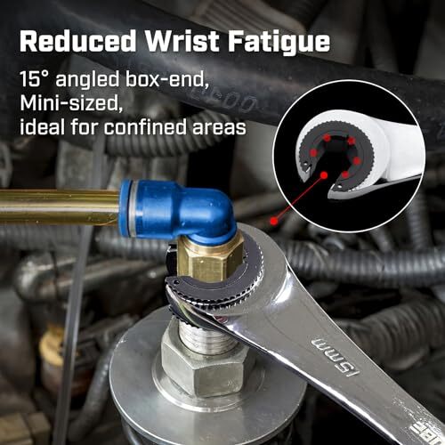 Brake Line Wrench Set, 10-17mm, Ratcheting Open-end for Nuts on Fuel ...