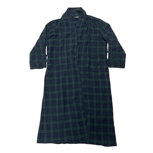 Vtg LL Bean Flannel Plaid Bath Robe Mens Large Cotton Green Blue Tie | eBay