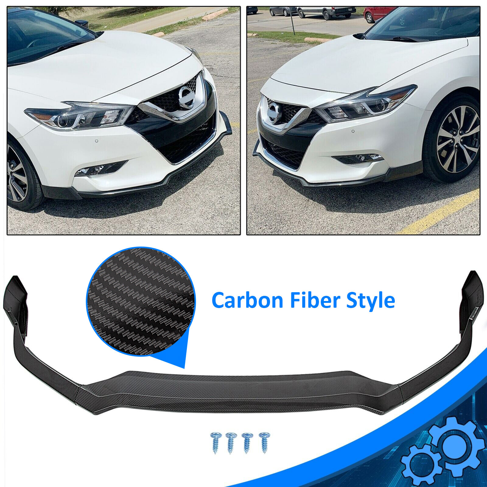 Carbon Fiber Style Front Bumper Splitter Lip Spoiler For 2016-2018 ...