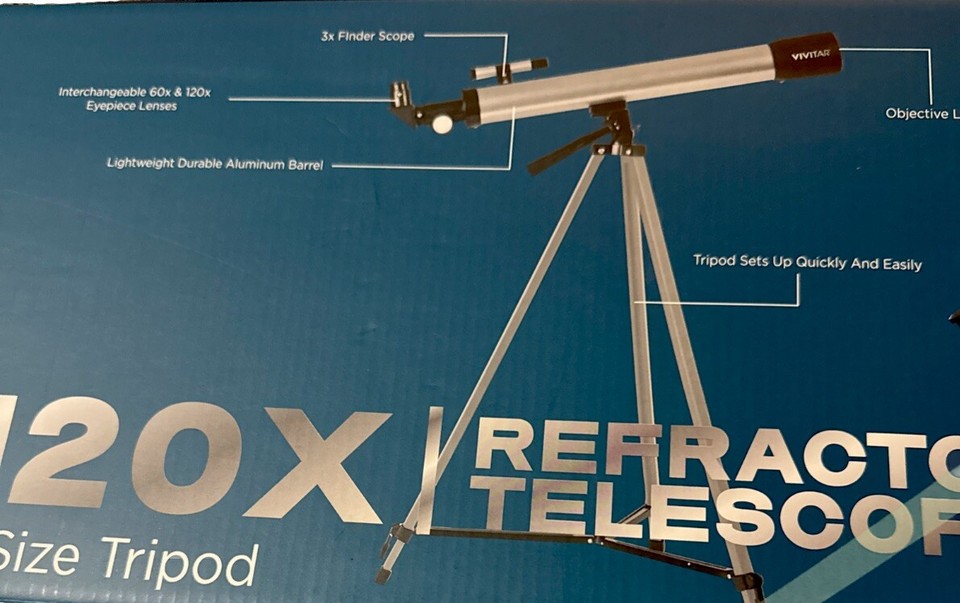 VIVITAR Refractor Telescope 60/120X Interchangeable Lenses W/ Tripod ...