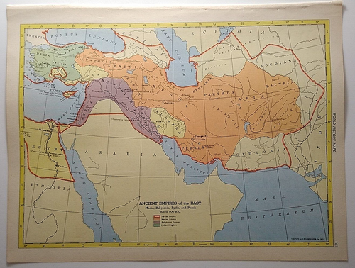 1955 Antique ANCIENT EMPIRES OF THE EAST Atlas Map Hammond's Supreme ...