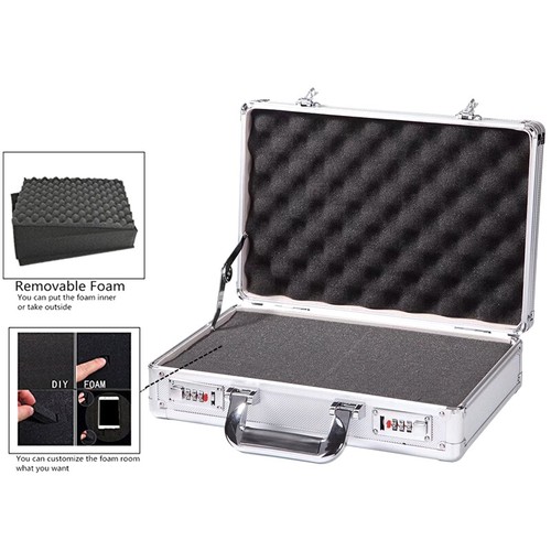 Silver Carrying Case Briefcase Aluminum Laptop Briefcase with DIY Foam ...