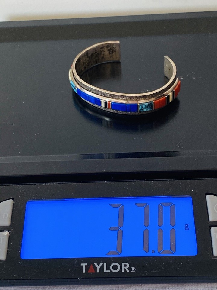 Vintage Navajo Sterling Silver Bitsoi-Russell Tufa-Cast Multi Stone ...