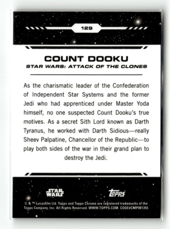 Count Dooku 2024 Topps Chrome Star Wars Gold Refractor 50/50 | eBay