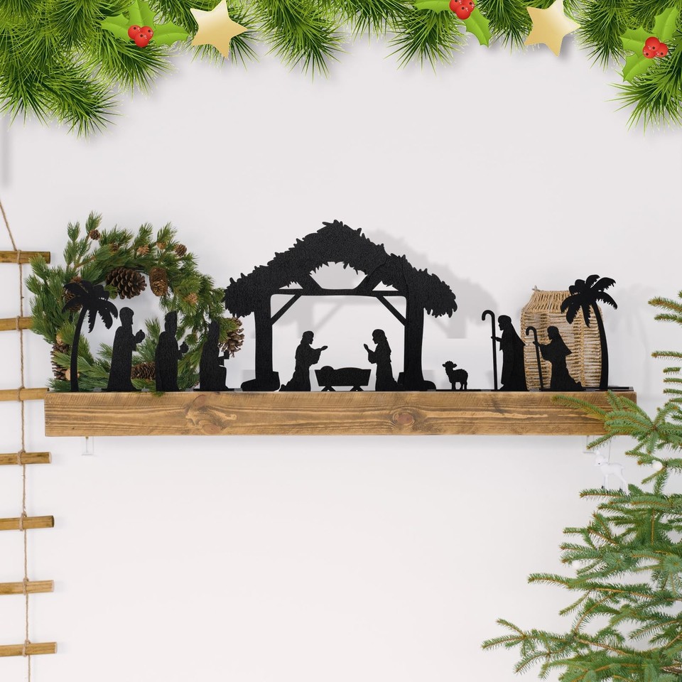 15 PC Christmas Nativity Set Wooden Nativity Scene Christmas Indoor ...