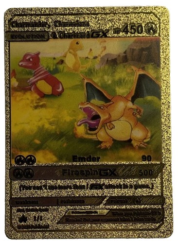 Charmander,Charmeleon,Charizard GX Gold Foil Pokemon Card 450hp 90 ...