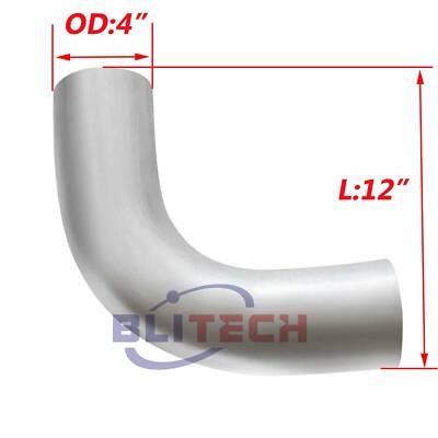 4"OD Aluminized Exhaust 4 Inch Elbow Pipe 90 Degree 12" Length Truck ...