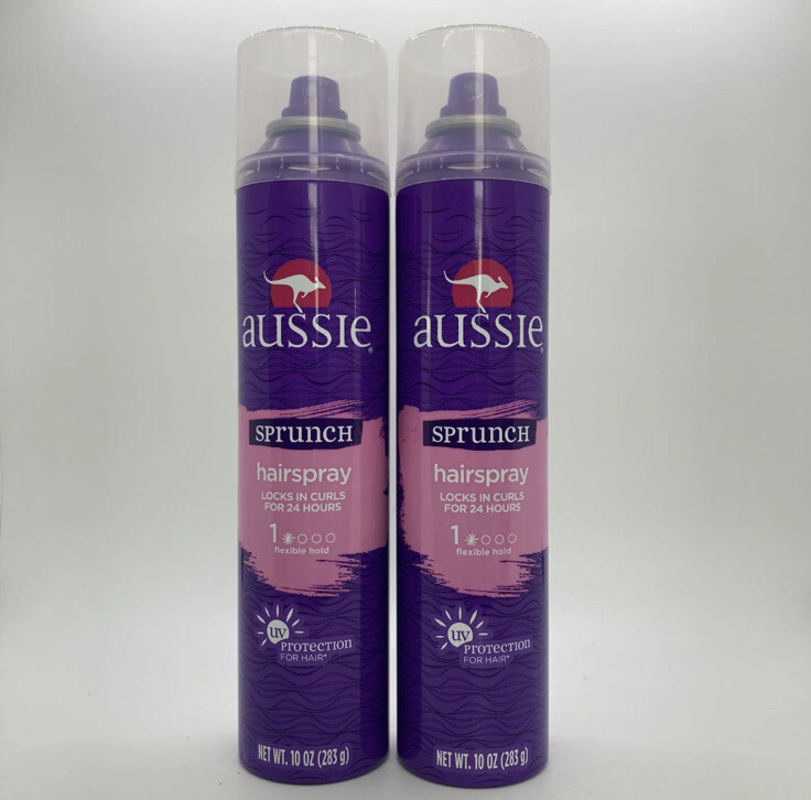 2 Pack - Aussie Sprunch Hairspray Aerosol Flexible Hold Level 1, 10 oz ...