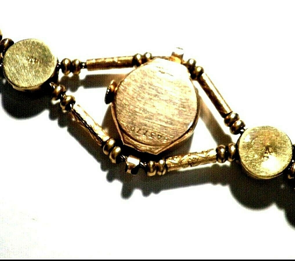 Antique Slide Bracelet Watch SOLID 14K Slides 7" L 14KGF Manual Wind ...