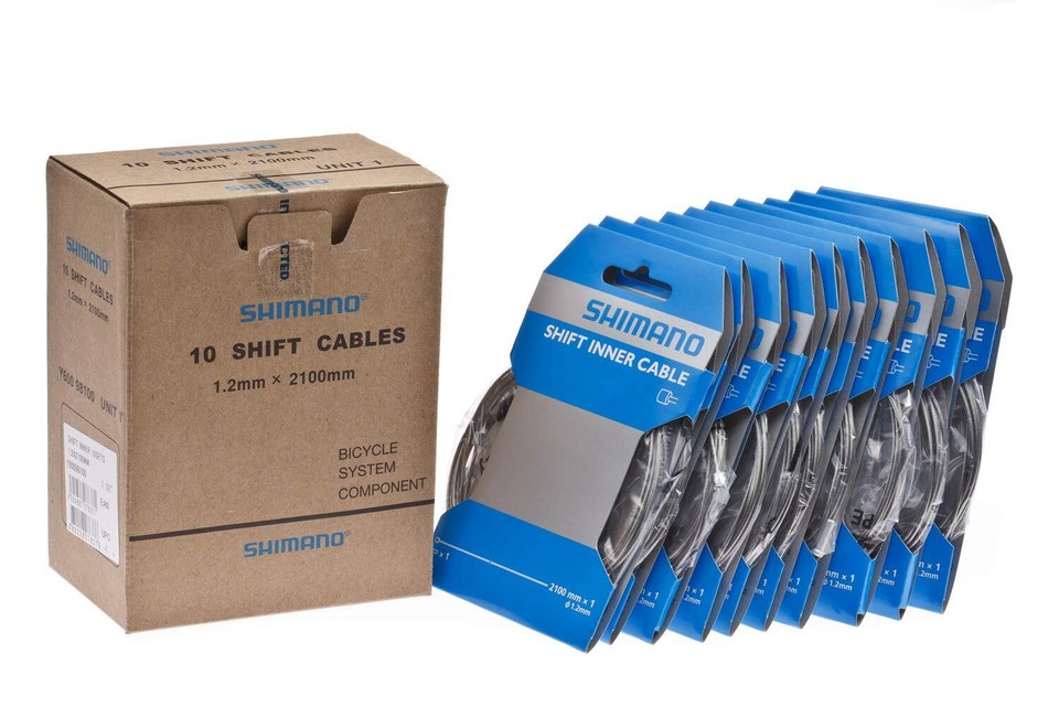 SHIMANO ROAD/MTB Shift Inner Cable Steel 10 Pack Set 1.2mm x 2100mm ...