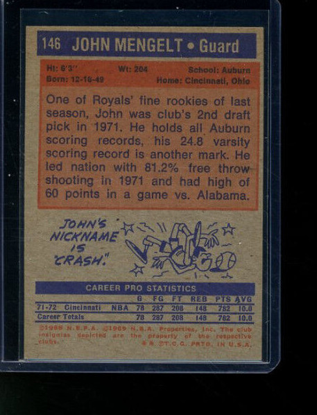 1972 Topps Basketball #146 John Mengelt | eBay