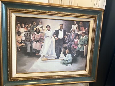 Jumpin' Broom (Wedding) African American Framed Wall Decor With Hook ...