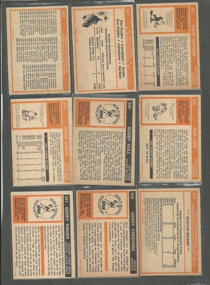 1972-73 OPC HOCKEY SET 341/341 CARDS BOBBY ORR RARE | eBay
