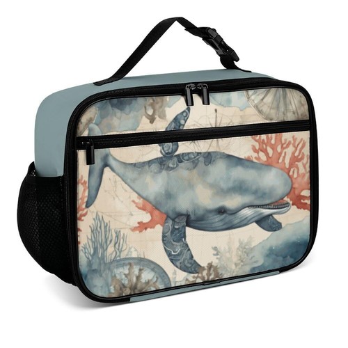 Vintage Whale Reusable Lunch Box Insulated Lunch Bag Cooler Bag ...