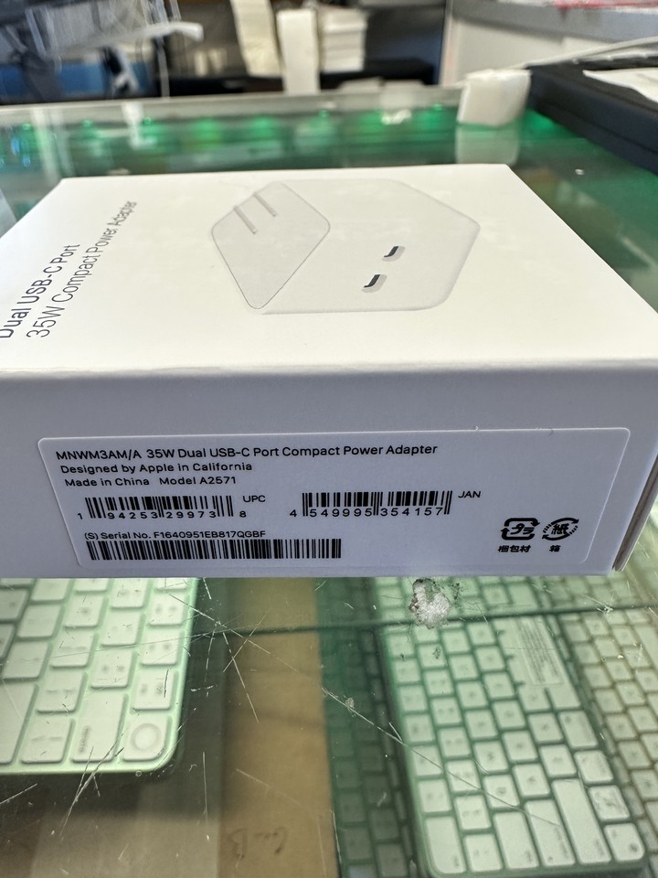 Genuine Apple 35W Dual USB-C Port Compact Power Adapter MNWM3AM/A A2571 ...
