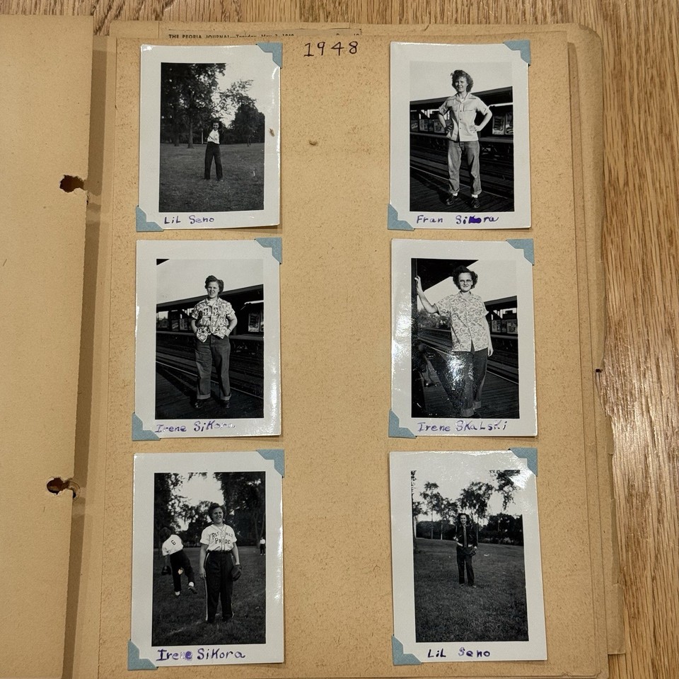 1949 AAGPBL Scrapbook Archive Peoria Redwings Barbara Berger Kamenshek ...
