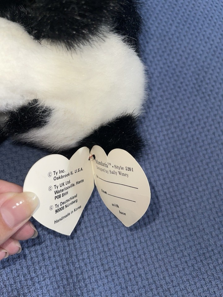 Ty Mandarin Panda 1995 Black White 13 IN Plush Stuffed Doll Toy Beanie ...