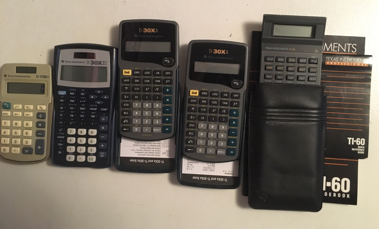 Lot Of 5- Vintage Texas Instrument Calculators All Working With Cases ...