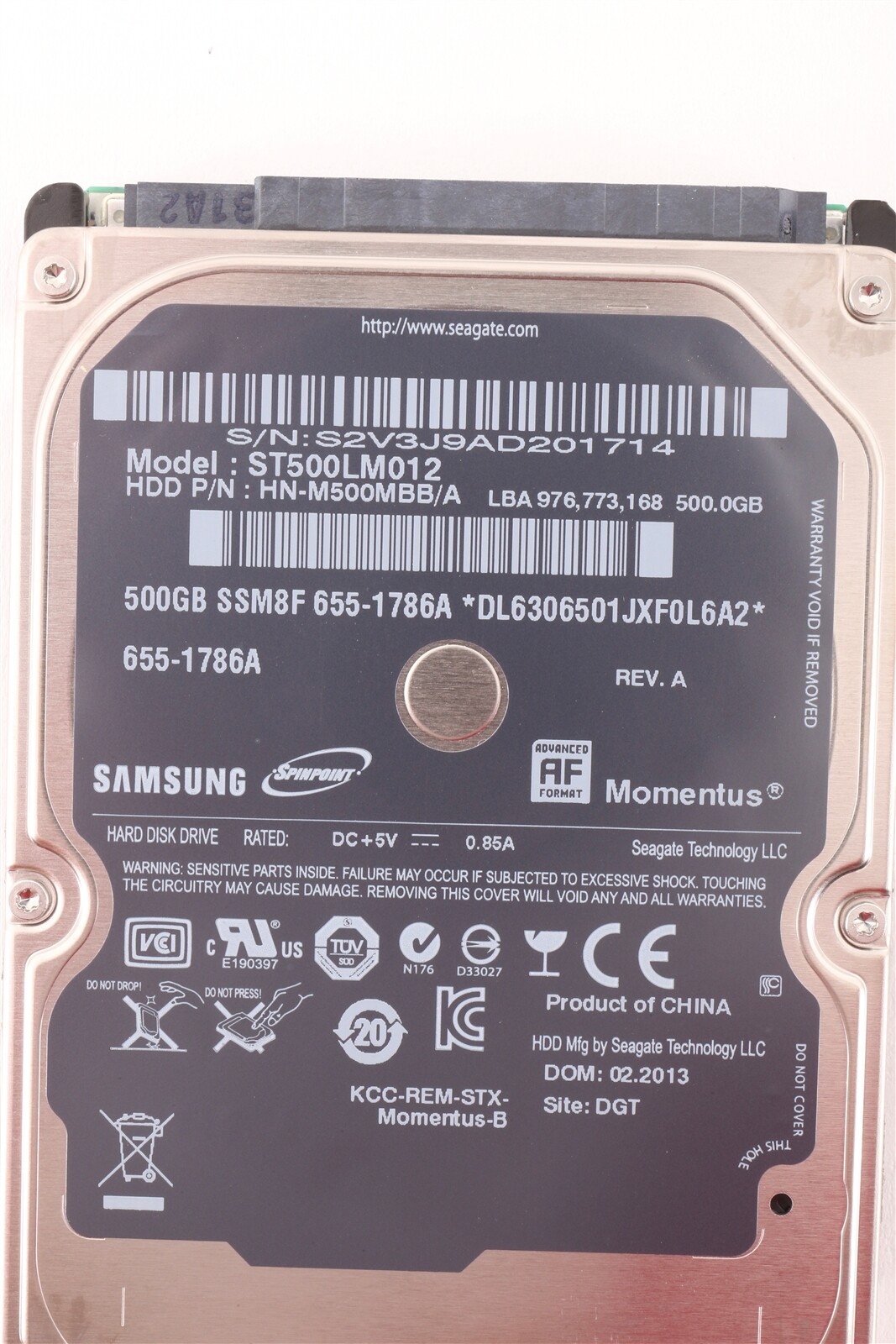 Apple / Samsung 500 GB 5,400 RPM 9.5mm 2.5" SATA Hard Drive ST500LM012 ...