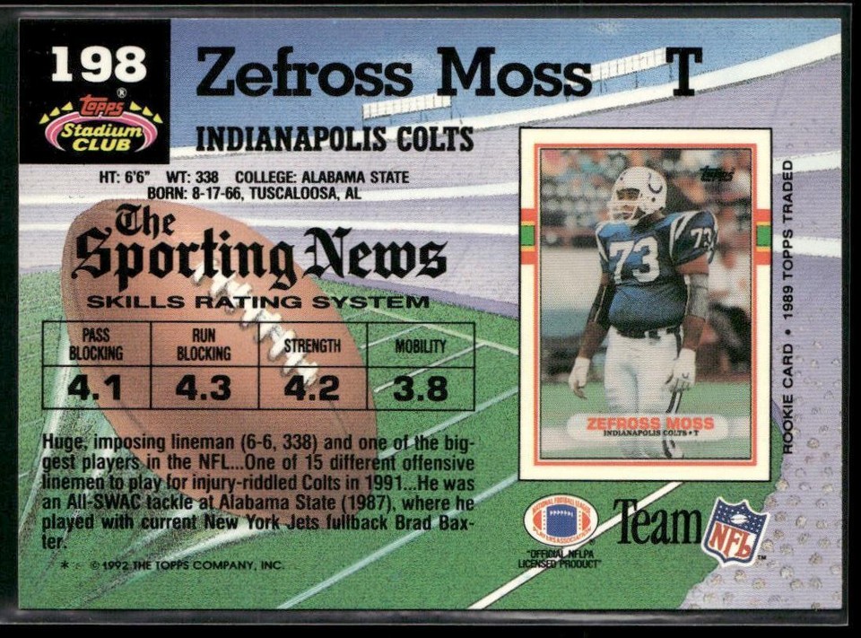 1992 Stadium Club #198 Zefross Moss | eBay
