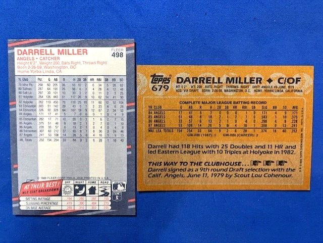 Darrell Miller 1988 Fleer & 1988 Topps Baseball - Angels | eBay