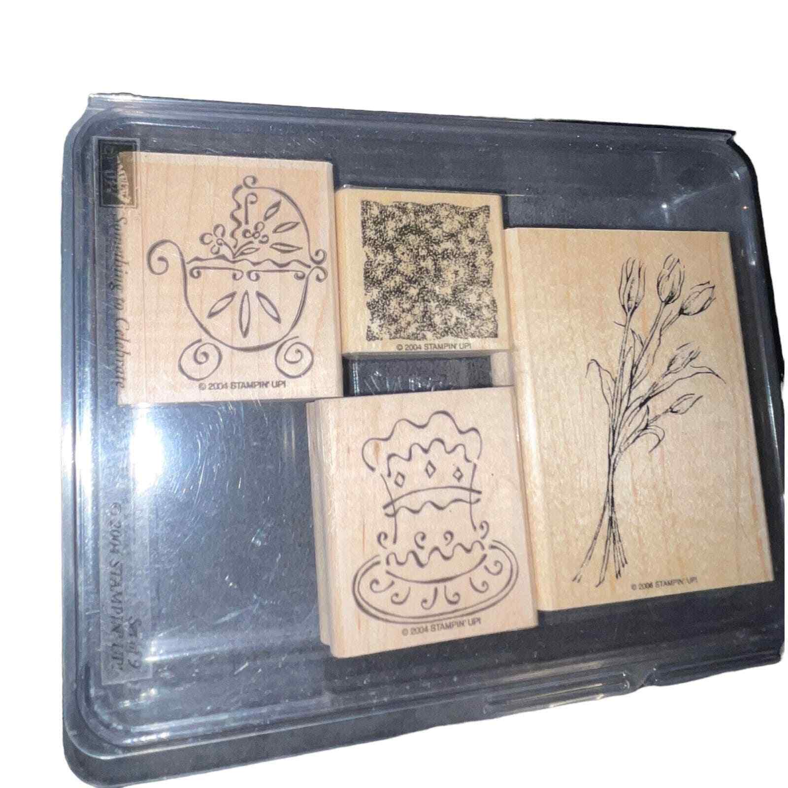 Stampin' Up Celebrate Baby Shower Birthday Roses Stamp Wood Mount Set ...