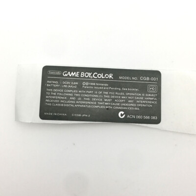 10 PCS Replacement Back Sticker CGB-001 Label For Nintendo Game Boy ...