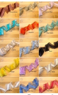 1" Double Frill/Ruffle Elastic Velvet Ribbons- 5 Yards - 19 colors | eBay