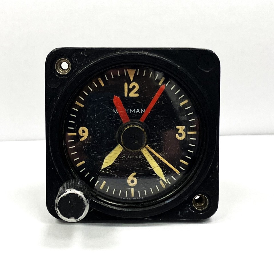 Vintage Wakmann Watch Co 8 Day Aircraft Cockpit Winding Wind-up Clock ...