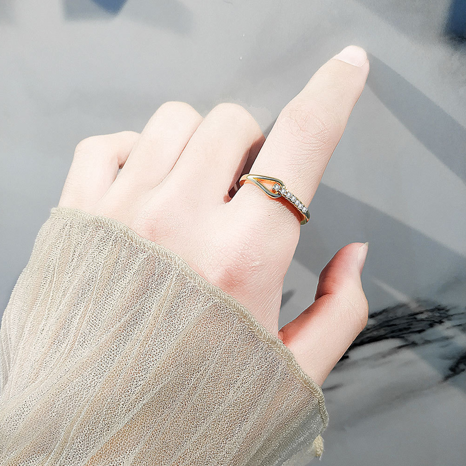 Enagement Ring Openwork Electroplating Resizable Plated Finger Ring ...