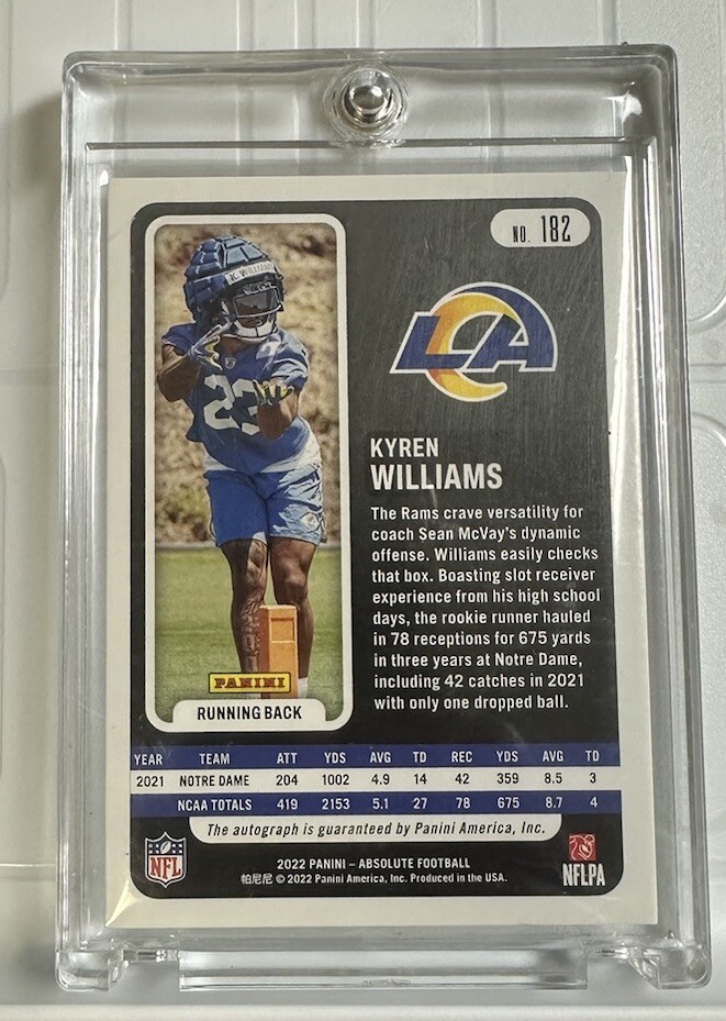 absolute football kyran williams rookie auto /15 | eBay