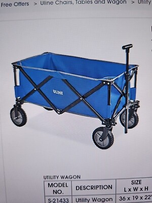 ULINE S-21433BLU Utility Wagon Folding 180lbs Durable Blue 36 x 19 x 22 ...