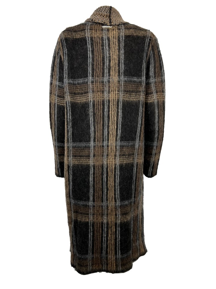 HUMILITY 1949 Maxi Cardigan Donna Fantasia Quadri Nero/Cammello HB-GI ...