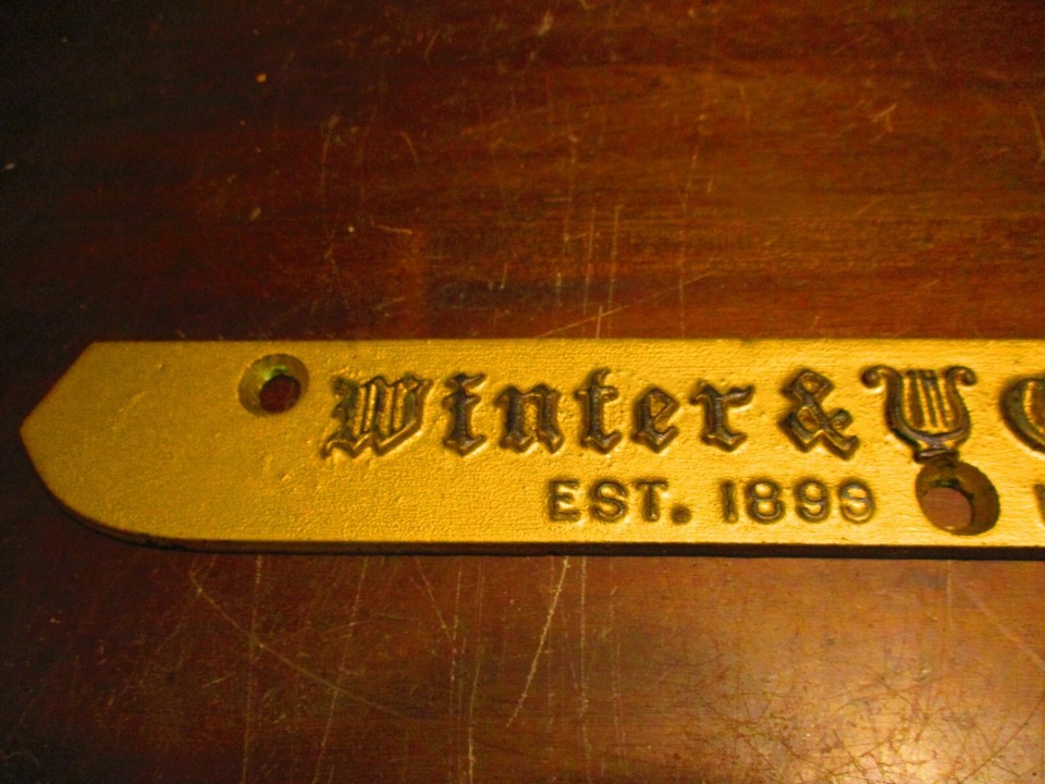 CAST IRON WINTER PIANO CO. EST. 1899 NEW YORK NY STORE SIGN PLATE SIGN ...
