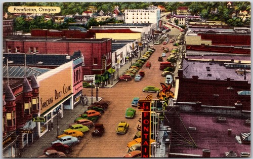 Pendleton Oregon Sprouse Reitz Co. La Fountain Street Scene & Building ...
