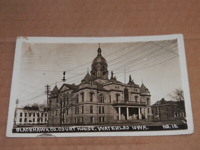 WATERLOO IOWA - 1911 REAL PHOTO POSTCARD - BLACKHAWK COUNTY COURT HOUSE ...