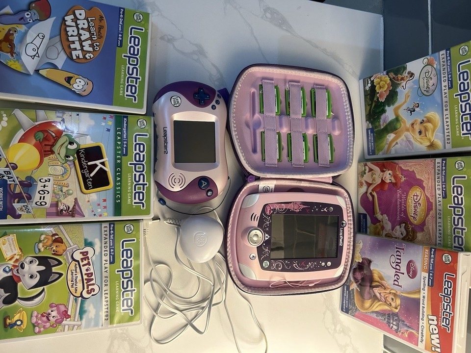 LeapFrog LeapPad 2 Kids Learning Tablet Pink Bundle 13 Game Lot Tested ...