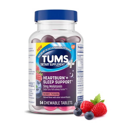 TUMS Heartburn Plus Sleep Support Chewable Dietary Supplement Tablets ...