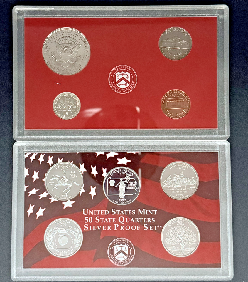 1999-S US Mint Silver Proof Set - Key Date 1st YR- OGP COA - 90% Silver ...