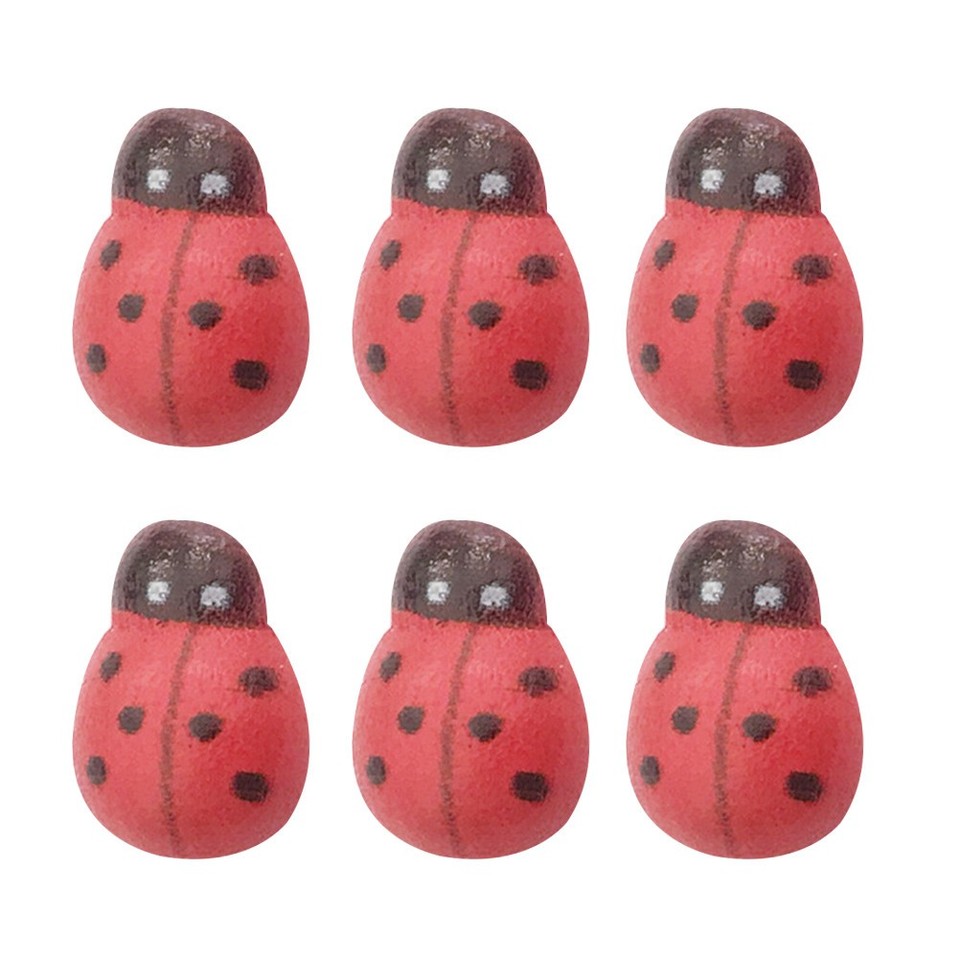 200Pcs Mini Wooden Ladybugs Insects Decor for Plant Pot Accessories ...