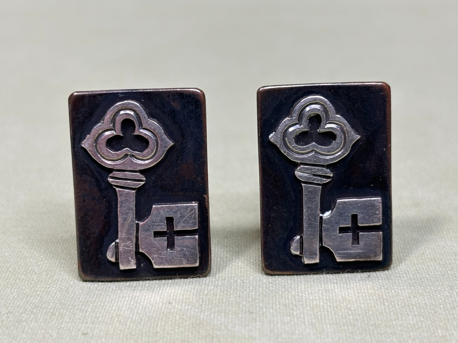 James Avery Key Sterling Silver and Copper Cufflinks - Gem