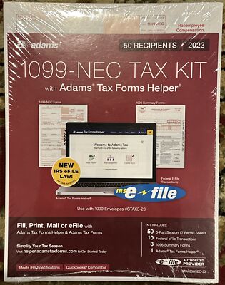 Adams 2023 1099-NEC Tax Forms Kit with Adams Tax Forms Helper and 10 ...