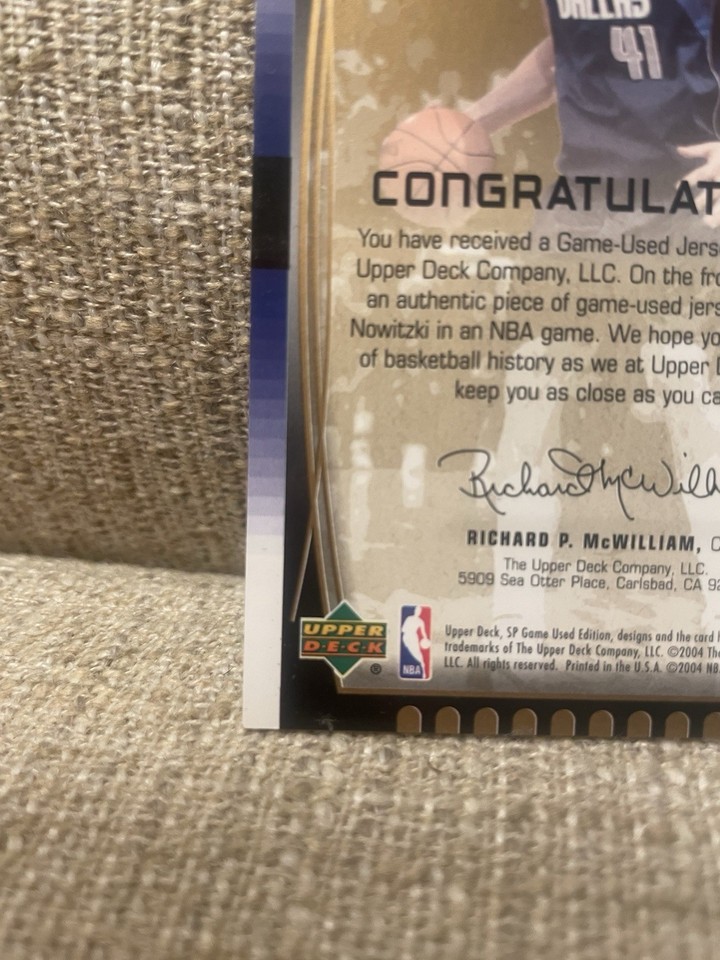 2004-2005 SP Game Used #65 Dirk Nowitzki Jersey Gold #12/100 Dallas ...