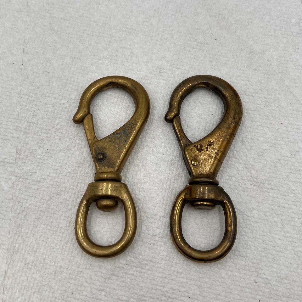 2 Vintage Brass Or Bronze Snap Hooks Size 2 Sailboat Marine Boat ...