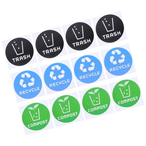 12 Pcs Garbage Sorting Stickers Labels for Recycling Bins Household | eBay