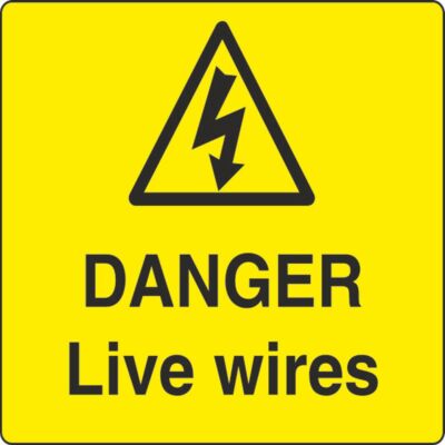 WARN186B Danger Live Wires 50MMX50MM Health And Safety Warning Sticker ...