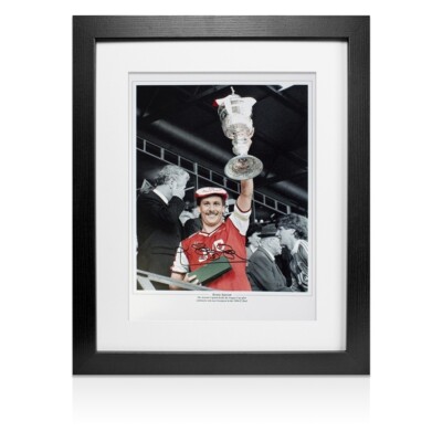 Framed Kenny Sansom Signed Arsenal Photo - League Cup Trophy Autograph ...